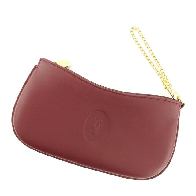 【BIGお買い物ラリー★30%OFFセール中】カルティエ CARTIER ポーチマストライン ボルドー ゴールド レディース 中古