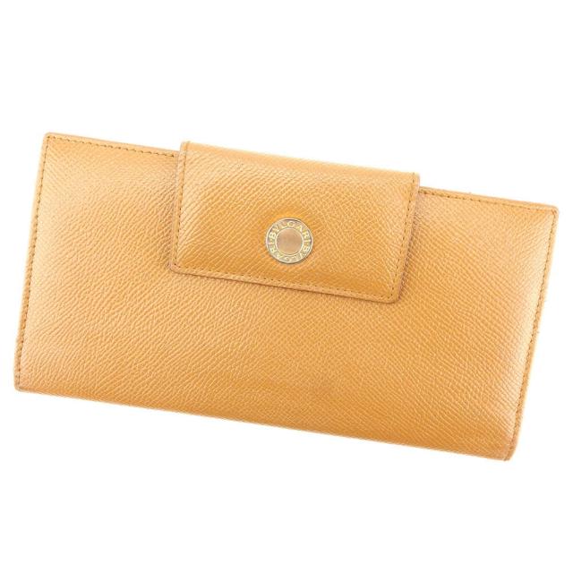 【BIGお買い物ラリー★30%OFFセール中】ブルガリ BVLGARI 長財布ロゴボタン ブラウン ゴールド レディース 中古