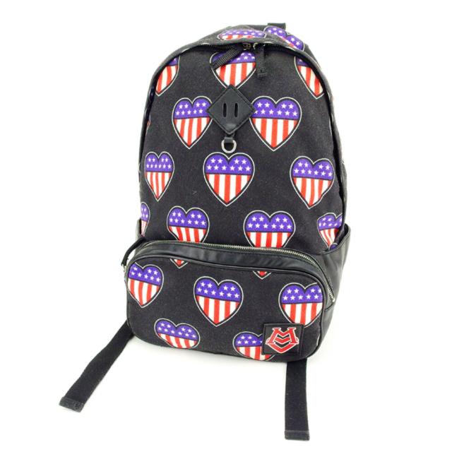 【X'masセール★30%OFF】リュック・デイパックハート ブラック レッド ブルー系 レディース 中古