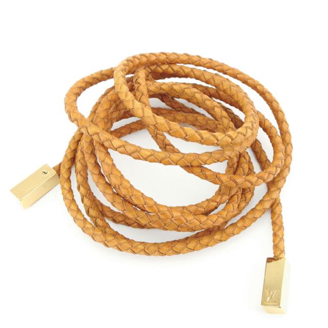 【X'masセール★30%OFF】ルイ・ヴィトン LOUIS VUITTON ベルト編み込み サンチュールVVNトレセ ベージュ ゴールド レディース 中古