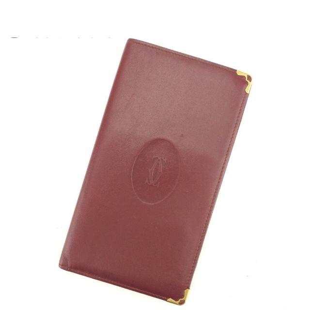 【X'masセール★30%OFF】カルティエ CARTIER 札入れマストライン ボルドー ゴールド レディース 中古