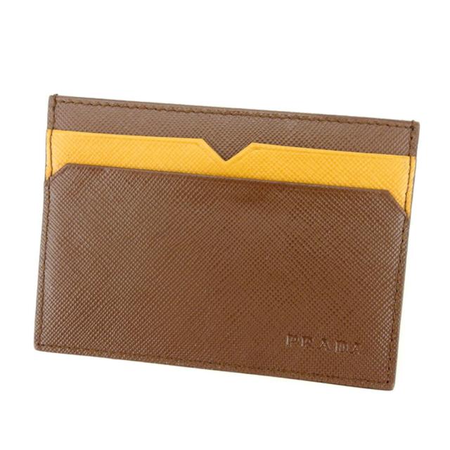 【X'masセール★30%OFF】プラダ PRADA カードケースバイカラー ブラウン ベージュ レディース 中古