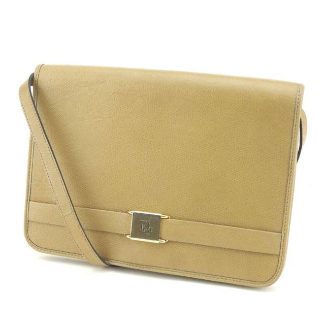 【BIGお買い物ラリー★30%OFFセール中】ディオール Dior ショルダーバッグロゴプレート オールドディオール ベージュ ゴールド ブラック レディース 中古