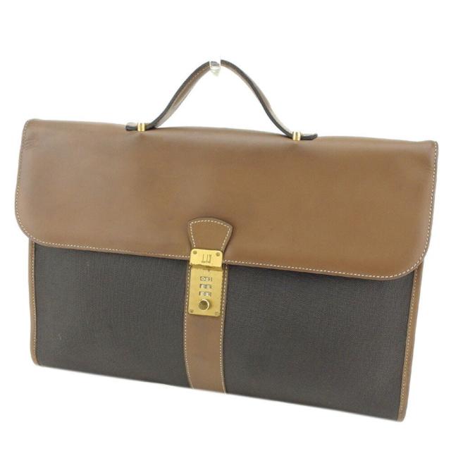 【BIGお買い物ラリー★30%OFFセール中】ダンヒル Dunhill ビジネスバッグヘリンボーン ブラック ブラウン ゴールド レディース 中古