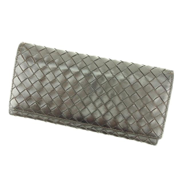 【BIGお買い物ラリー★30%OFFセール中】ボッテガヴェネタ BOTTEGAVENETA 札入れイントレチャート ブラウン レディース 中古