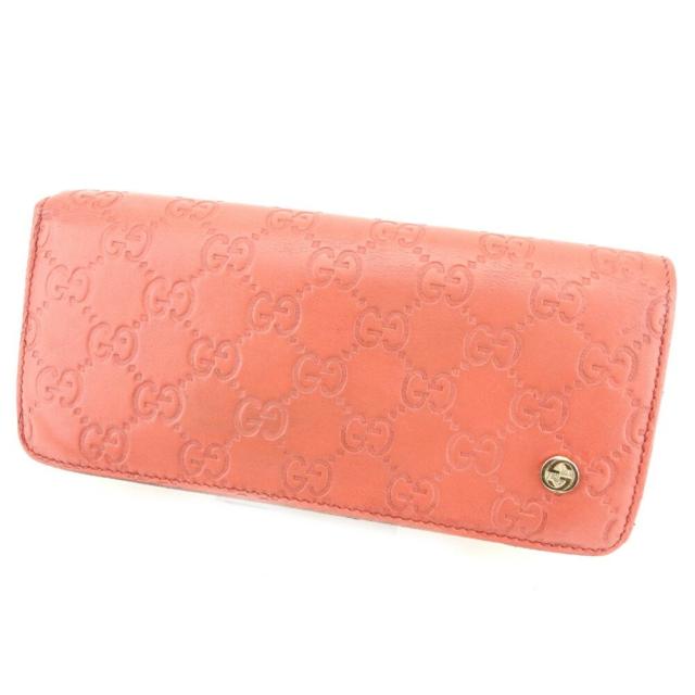 【X'masセール★30%OFF】グッチ GUCCI 長財布グッチシマ ピンク レディース 中古