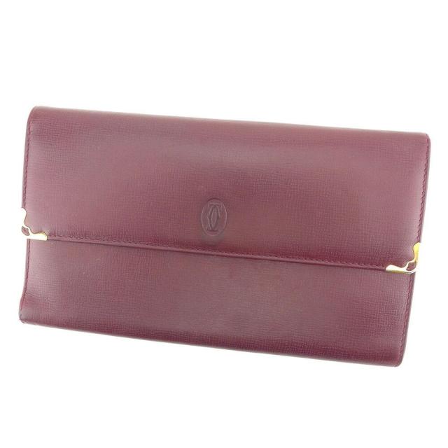 【BIGお買い物ラリー★30%OFFセール中】カルティエ CARTIER 三つ折り財布マストライン ボルドー レディース 中古