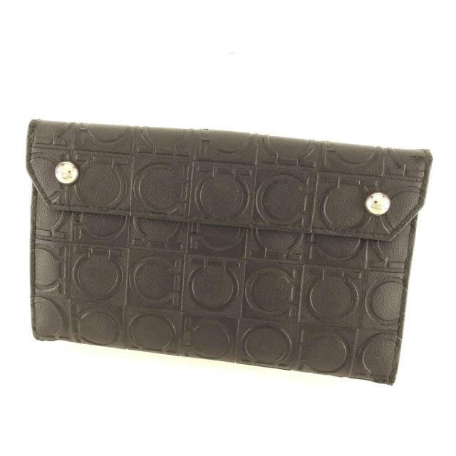 【BIGお買い物ラリー★30%OFFセール中】サルヴァトーレフェラガモ Salvatore Ferragamo 長財布ガンチーニ ブラック レディース 中古