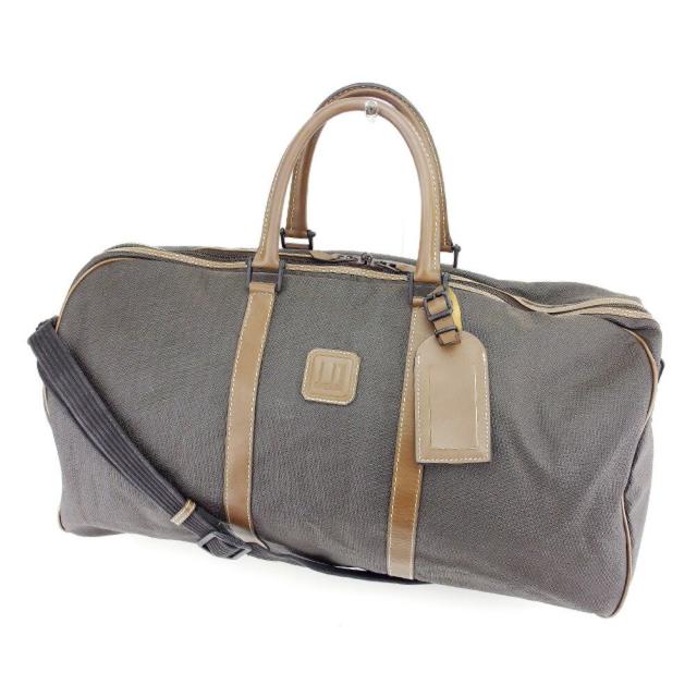 【X'masセール★30%OFF】ダンヒル Dunhill ボストンバッグ グレー 灰色 ブラウン レディース 中古
