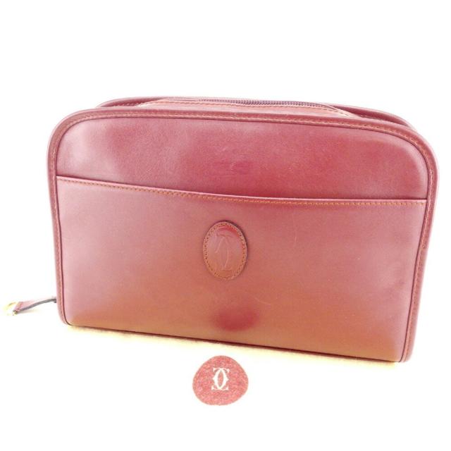 【X'masセール★30%OFF】カルティエ CARTIER クラッチバッグマストライン ボルドー ゴールド系 レディース 中古