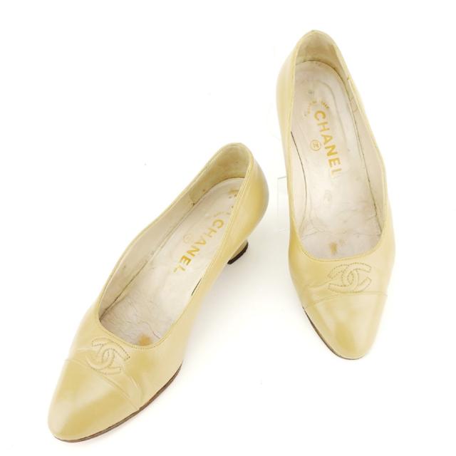 【BIGお買い物ラリー★30%OFFセール中】シャネル CHANEL パンプスココマークステッチ ♯6 ラウンドトゥ ベージュ レディース 中古