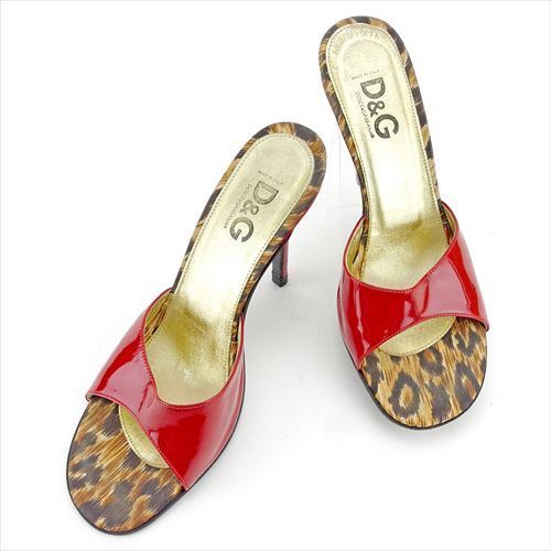 【BIGお買い物ラリー★30%OFFセール中】ドルチェアンドガッバーナ DOLCE&GABBANA ミュールピンヒール ♯37ハーフ サンダル ドルガバ レッド ベージュ ブラウン レディース 中古