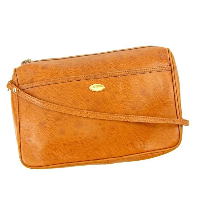 【BIGお買い物ラリー★30%OFFセール中】サルヴァトーレフェラガモ Salvatore Ferragamo ショルダーバッグロゴプレート ブラウン レディース 中古