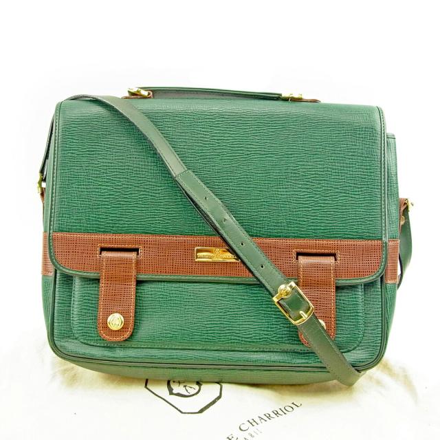 【BIGお買い物ラリー★30%OFFセール中】シャリオール CHARRIOL ハンドバッグ グリーン×ブラウン レディース 中古