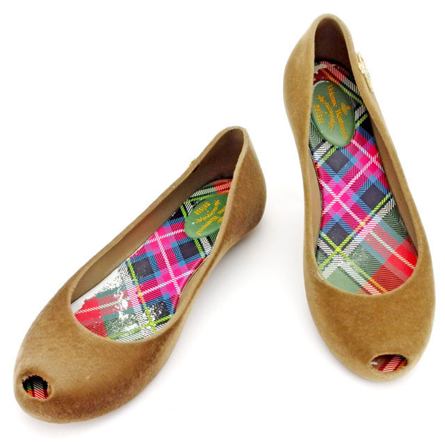 【BIGお買い物ラリー★30%OFFセール中】ヴィヴィアンウエストウッド Vivienne Westwood パンプスアングロマニア オーブ メリッサコラボ 香り付き ブラウン×ゴールド系 レディース 中古