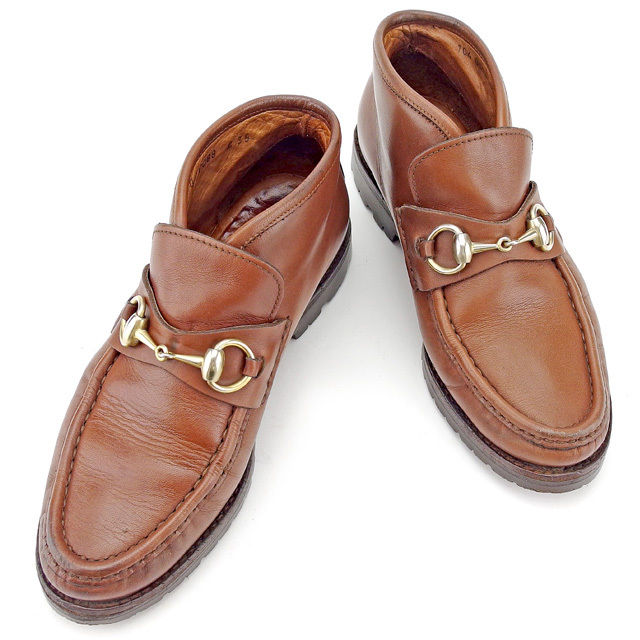 【BIGお買い物ラリー★30%OFFセール中】グッチ GUCCI ローファーホースビット ♯35 ブラウン×ゴールド レディース 中古