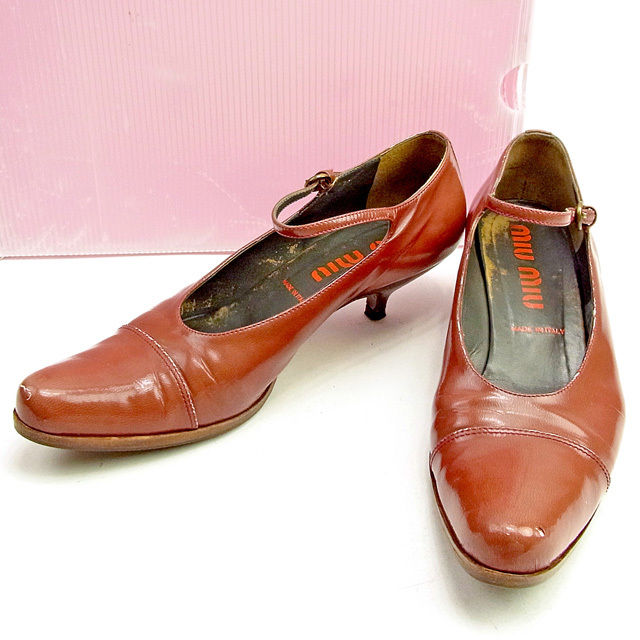 【BIGお買い物ラリー★30%OFFセール中】ミュウミュウ MIUMIU パンプス ブラウン レディース 中古