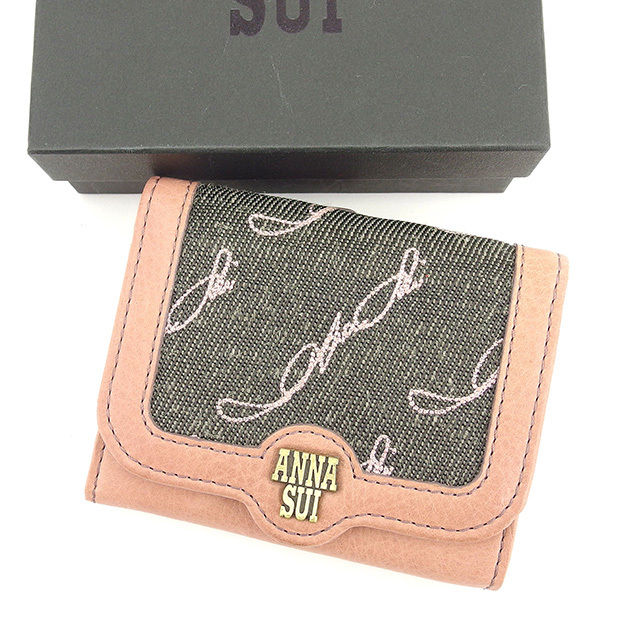 【BIGお買い物ラリー★30%OFFセール中】アナスイ ANNA SUI ケースロゴプレート ピンク×ブラック系 レディース 中古