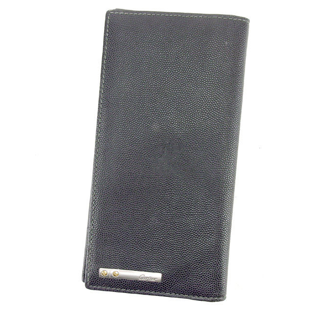 【BIGお買い物ラリー★30%OFFセール中】カルティエ CARTIER 札入れ サントスライン ブラック レディース 中古