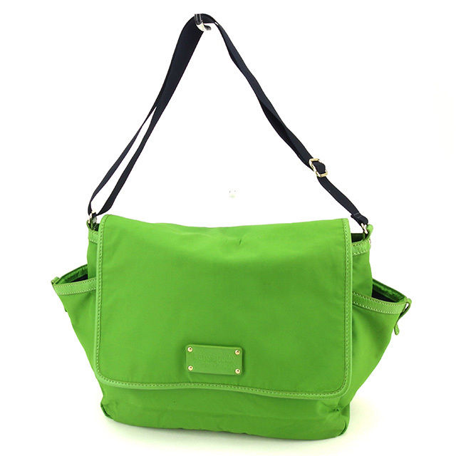【BIGお買い物ラリー★30%OFFセール中】ケイトスペード Kate Spade ショルダーバッグノエルボタン グリーン×ネイビー×ゴールド レディース 中古