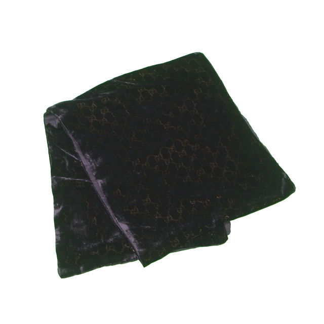 【BIGお買い物ラリー★30%OFFセール中】グッチ GUCCI ストール透かしGG柄 ベロア ブラック×ブラウン レディース 中古