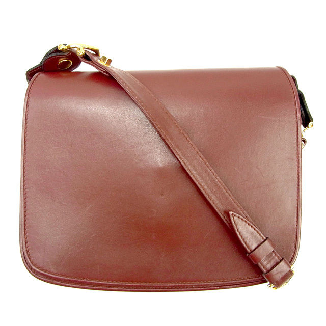 【BIGお買い物ラリー★30%OFFセール中】カルティエ CARTIER ショルダーバッグマストライン ボルドー×ゴールド レディース 中古