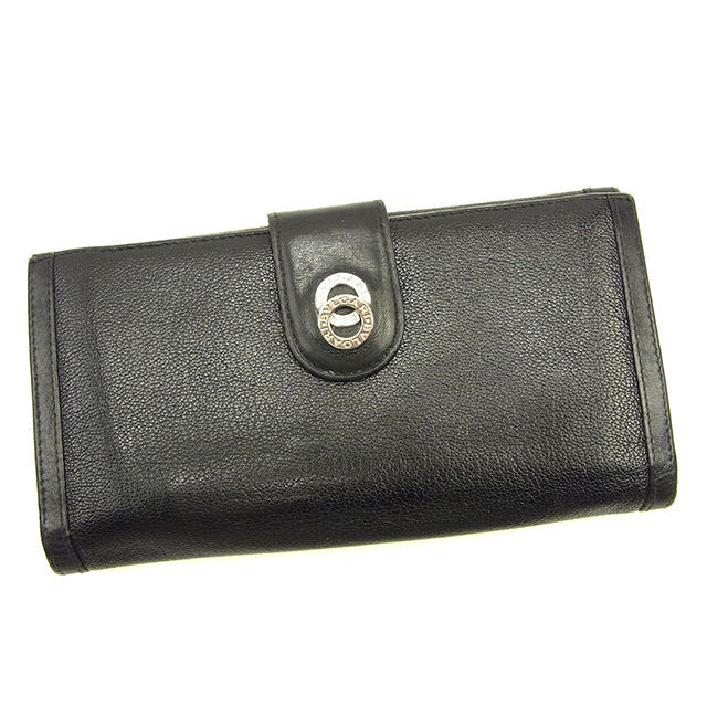 【X'masセール★30%OFF】ブルガリ BVLGARI 長財布ドッピオトンド ブラック×シルバー レディース 中古