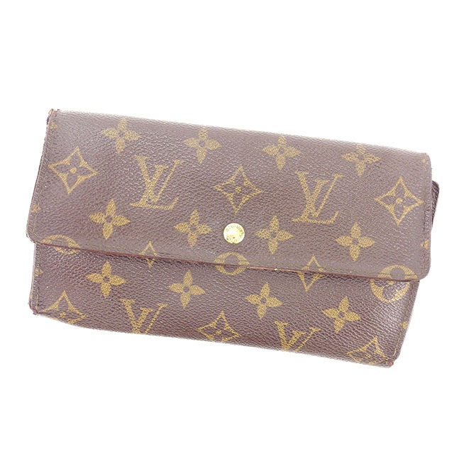 【BIGお買い物ラリー★30%OFFセール中】ルイ・ヴィトン LOUIS VUITTON 長財布モノグラム ポルトトレゾールインターナショナル ブラウン レディース 中古