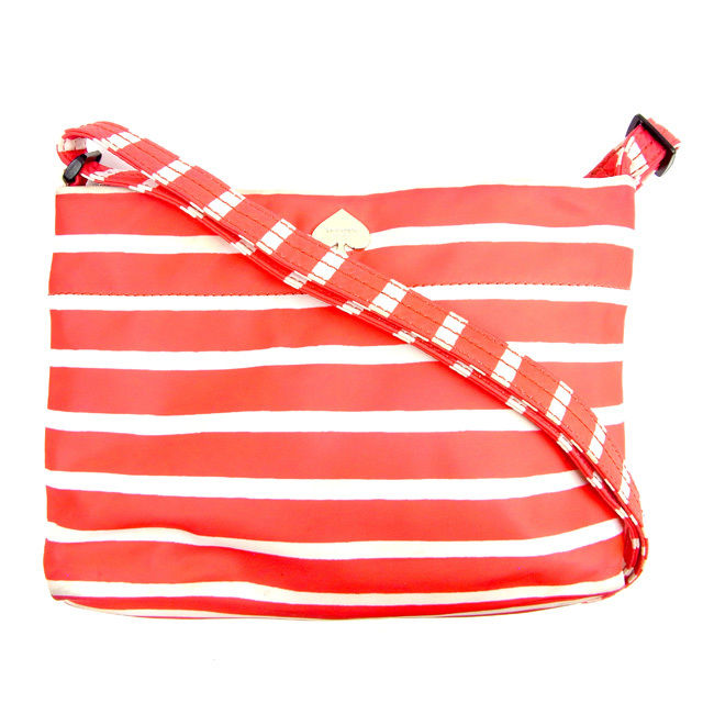 【BIGお買い物ラリー★30%OFFセール中】ケイトスペード Kate Spade ショルダーバッグボーダー ピンク×ホワイト レディース 中古