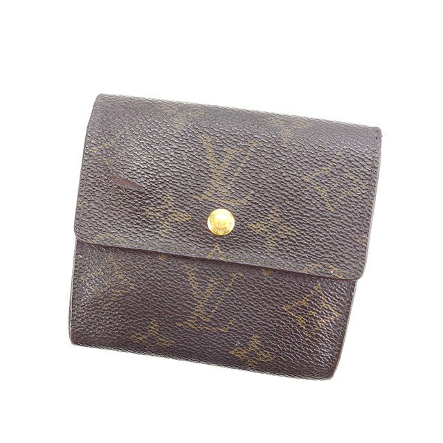 【BIGお買い物ラリー★30%OFFセール中】ルイ・ヴィトン LOUIS VUITTON 二つ折り財布モノグラム ポルトモネビエカルトクレディ ブラウン レディース 中古