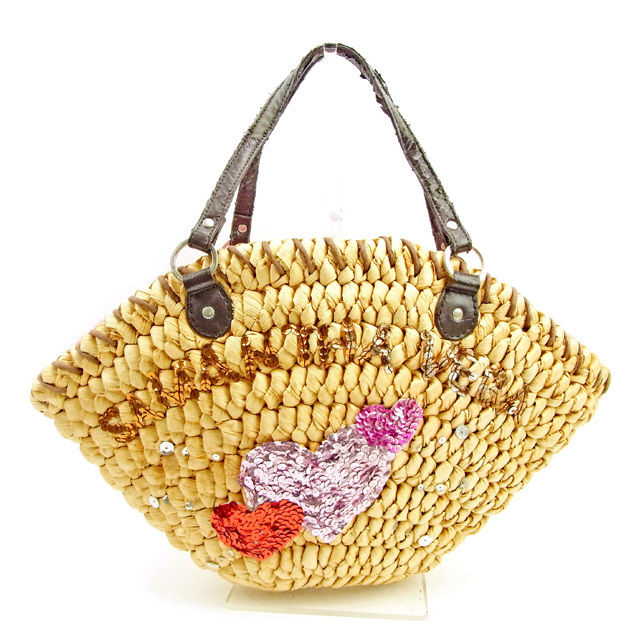 【BIGお買い物ラリー★30%OFFセール中】サマンサタバサ Samantha Thavasa トートバッグスパンコール ベージュ×ブラウン×ピンク系 レディース 中古