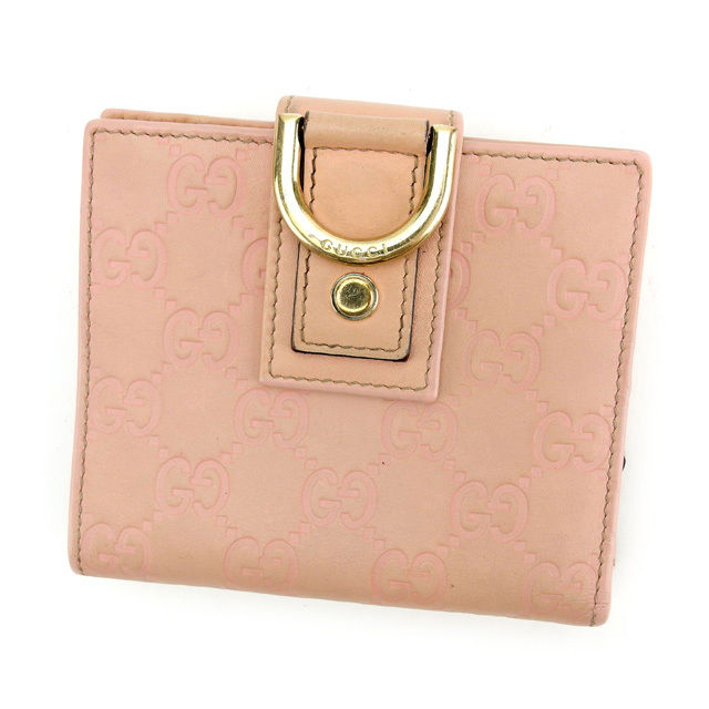【BIGお買い物ラリー★30%OFFセール中】グッチ GUCCI 二つ折り財布グッチシマ アビー ピンク×ゴールド レディース 中古