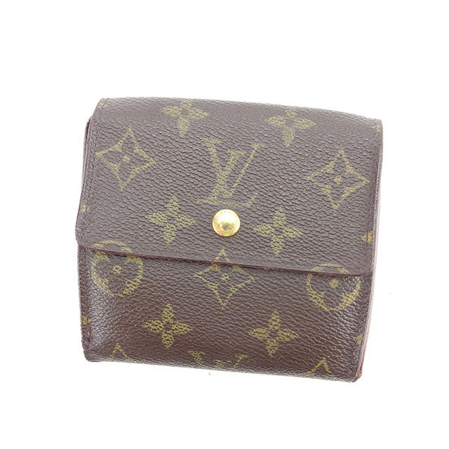 【BIGお買い物ラリー★30%OFFセール中】ルイ・ヴィトン LOUIS VUITTON 二つ折り財布モノグラム ポルトモネビエカルトクレディ ブラウン レディース 中古