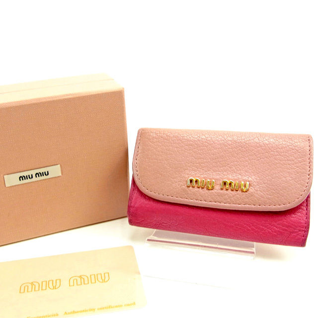 【BIGお買い物ラリー★30%OFFセール中】ミュウミュウ MIUMIU キーケース ピンク系 レディース 中古