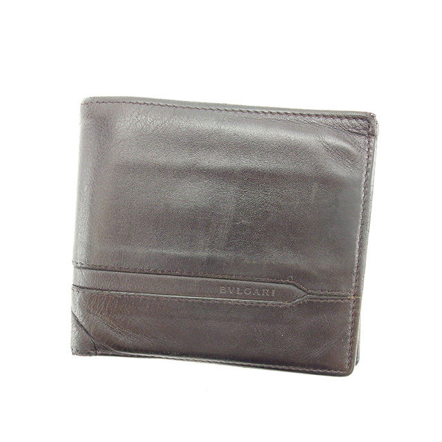 【BIGお買い物ラリー★30%OFFセール中】ブルガリ BVLGARI 二つ折り財布オクト ダークブラウン レディース 中古