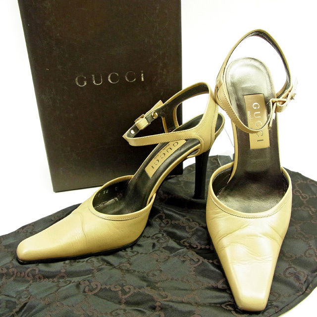 【BIGお買い物ラリー★30%OFFセール中】グッチ GUCCI パンプス ベージュ レディース 中古