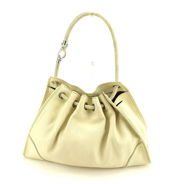 【BIGお買い物ラリー★30%OFFセール中】トッズ TOD’S ショルダーバッグステッチ アイボリー×シルバー レディース 中古