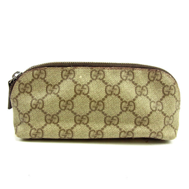【BIGお買い物ラリー★30%OFFセール中】グッチ GUCCI ポーチGG柄 ブラウン×ベージュ レディース 中古
