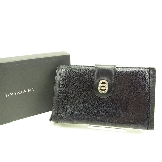 【BIGお買い物ラリー★30%OFFセール中】ブルガリ BVLGARI 長財布ドッピオトンド ブラック レディース 中古