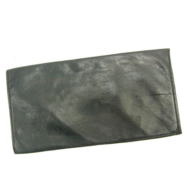 【BIGお買い物ラリー★30%OFFセール中】ロエベ LOEWE 札入れ ブラック レディース 中古