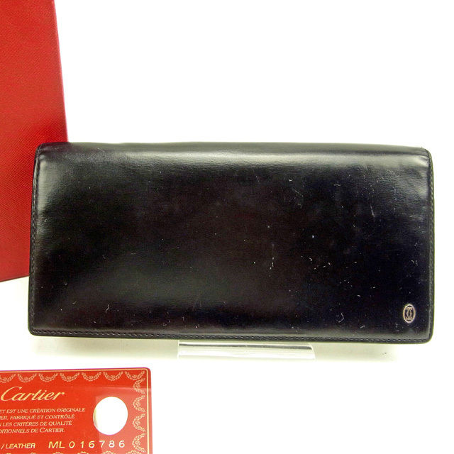 【BIGお買い物ラリー★30%OFFセール中】カルティエ CARTIER 長財布パシャ ブラック×シルバー レディース 中古