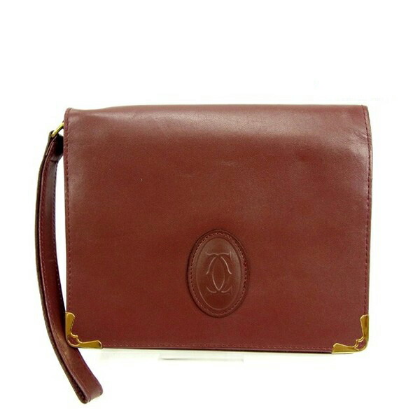 【BIGお買い物ラリー★30%OFFセール中】カルティエ CARTIER クラッチバッグマストライン ボルドー レディース 中古