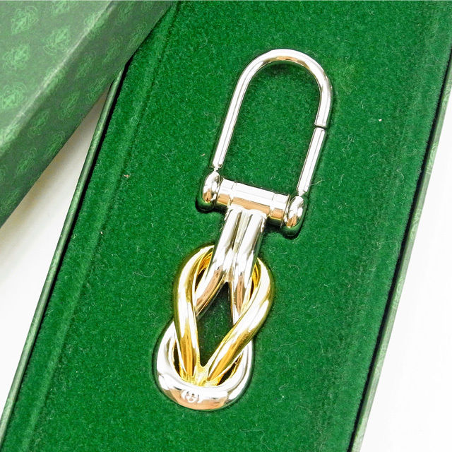 【BIGお買い物ラリー★30%OFFセール中】グッチ GUCCI キーホルダー ゴールド×シルバー レディース 中古