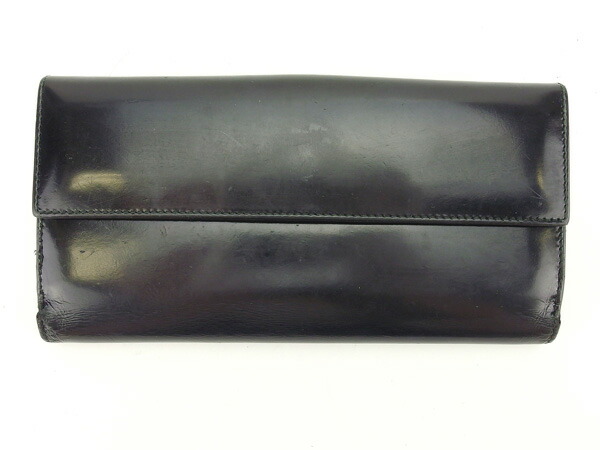 【X'masセール★30%OFF】グッチ GUCCI 長財布ロゴプレート ブラック×ゴールド レディース 中古