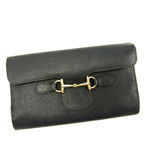 【BIGお買い物ラリー★30%OFFセール中】グッチ GUCCI 長財布ビット金具 ブラック レディース 中古