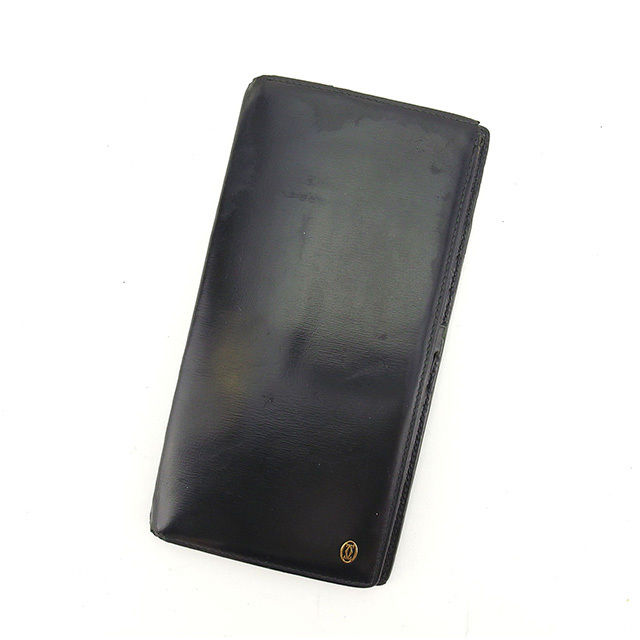 【BIGお買い物ラリー★30%OFFセール中】カルティエ CARTIER 札入れパシャ ブラック×ゴールド レディース 中古