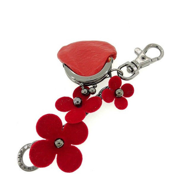 【BIGお買い物ラリー★30%OFFセール中】アンテプリマ ANTEPRIMA キーホルダーフラワーモチーフ レッド×ブラックシルバー レディース 中古