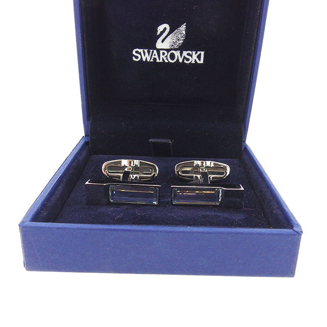 【BIGお買い物ラリー★30%OFFセール中】スワロフスキー SWAROVSKI カフスクリスタル クリアブルー×シルバー レディース 中古