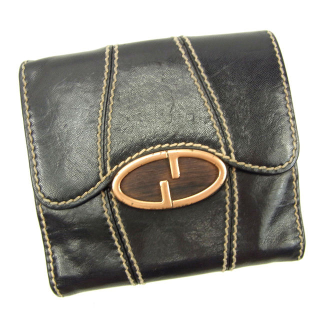 【BIGお買い物ラリー★30%OFFセール中】グッチ GUCCI 二つ折り財布GG ブラック レディース 中古