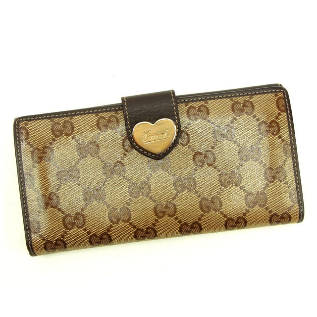 【BIGお買い物ラリー★30%OFFセール中】グッチ GUCCI 長財布GG柄 ブラウン×ベージュ レディース 中古
